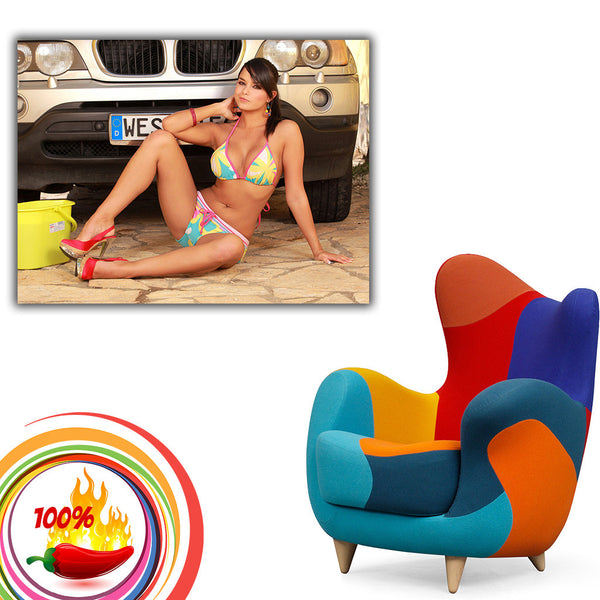 Bmw X5 Car With Sexy Brunette Girl Bikini Erotic Poster My Hot Posters