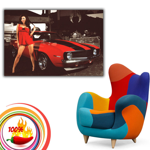 Girl Red Muscle Car Poster – My Hot Posters