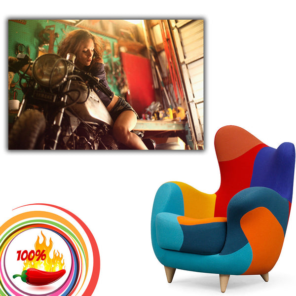 Pin-Up Cute Girl Woman Retro Motorcycle Bike Motorbike Poster – My Hot ...