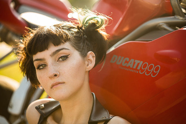 Ducati Red 999 Pin-Up Brunette Girl Woman Tattoos Motorcycle Poster ...